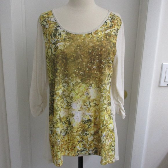 Style & Co. | Tops | Style Co Gold Yellow Print Tunic Nwot | Poshmark